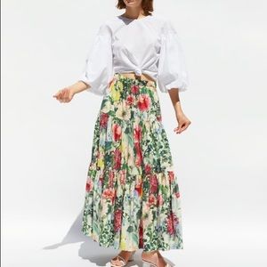 Zara | Skirts | Zara Floral Print Ruffled Skirt | Poshmark